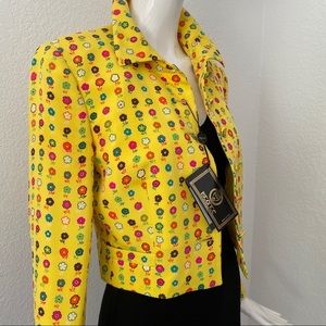 Versace | Jackets & Coats | Versace Runway Yellow Floral Silk Blazer ...